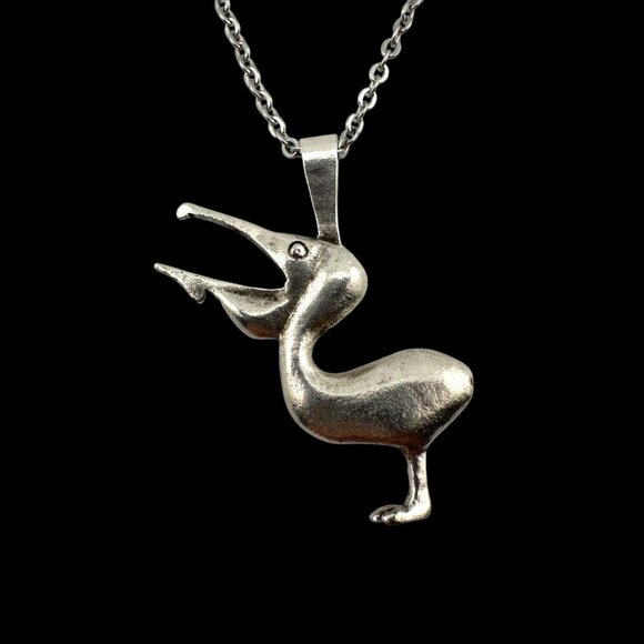 Hand Crafted | Jewelry | Antique Silver Pelican Necklace Silver Plated ...